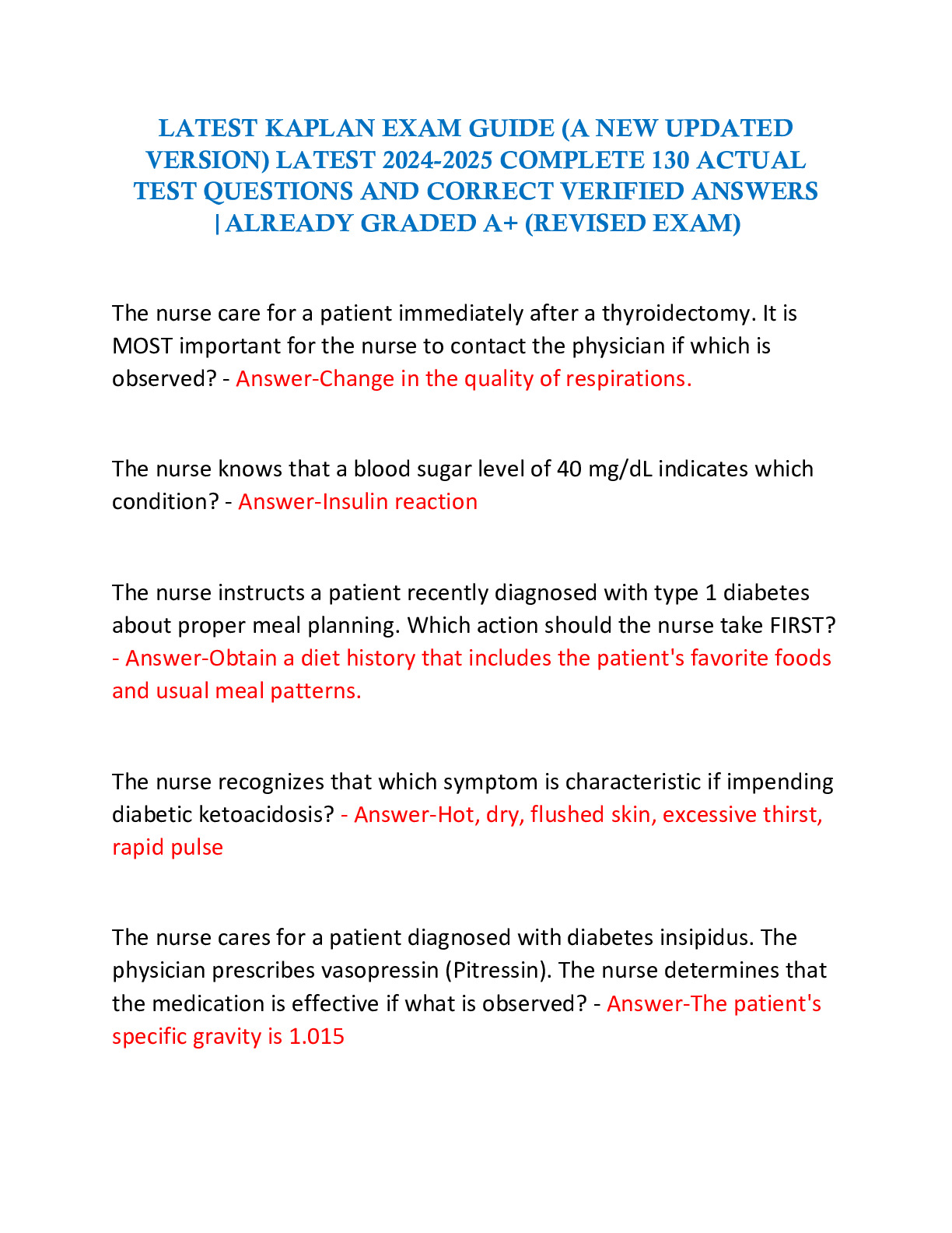 LATEST KAPLAN FUNDAMENTALS PROCTORED EXAM 2025-2026 ACTUAL TEST ...