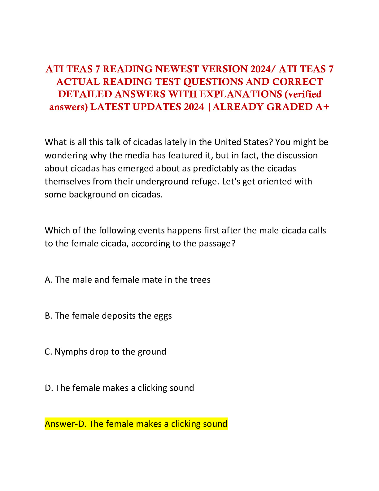 ATI TEAS 7 READING NEWEST VERSION 2024/ ATI TEAS 7 ACTUAL READING TEST ... ATI TEAS 7 READING NEWEST VERSION 2024/ ATI TEAS 7 ACTUAL READING TEST ...