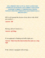 MVA PERMIT TEST ACTUAL TEST LATEST 2025 COMPLETE QUESTIONS AND CORRECT ...