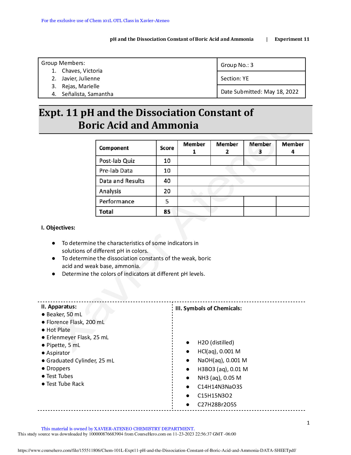 Chem_101L_Expt11_pH_and_the_Dissociation_Constant_of_Boric_Acid - DocMerit