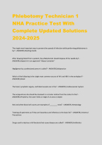 Phlebotomy Technician 1 NHA Practice Test With Complete Updated ...