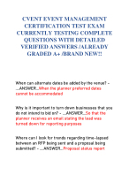 CVENT EVENT MANAGEMENT CERTIFICATION EXAM ALL QUESTIONS AND CORRECT ...