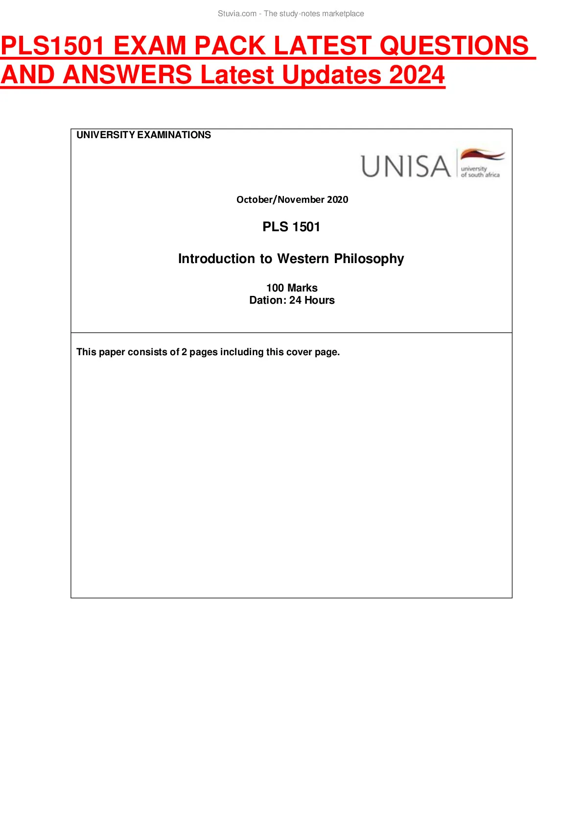 PLS1501 EXAM PACK LATEST QUESTIONS AND ANSWERS Latest Updates 2024.pdf ...