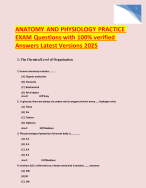ANATOMY AND PHYSIOLOGY PRACTICE EXAM Questions with 100% verified ...