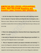 AMERICAN RED CROSS LIFEGUARDING FINAL WRITTEN EXAM Questions and ...
