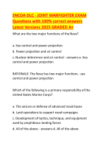 SNCOA DLC - JOINT WARFIGHTER EXAM Questions with correct answers Latest ...