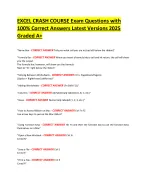 EXCEL CRASH COURSE Exam Questions with 100- Correct Answers Latest ...