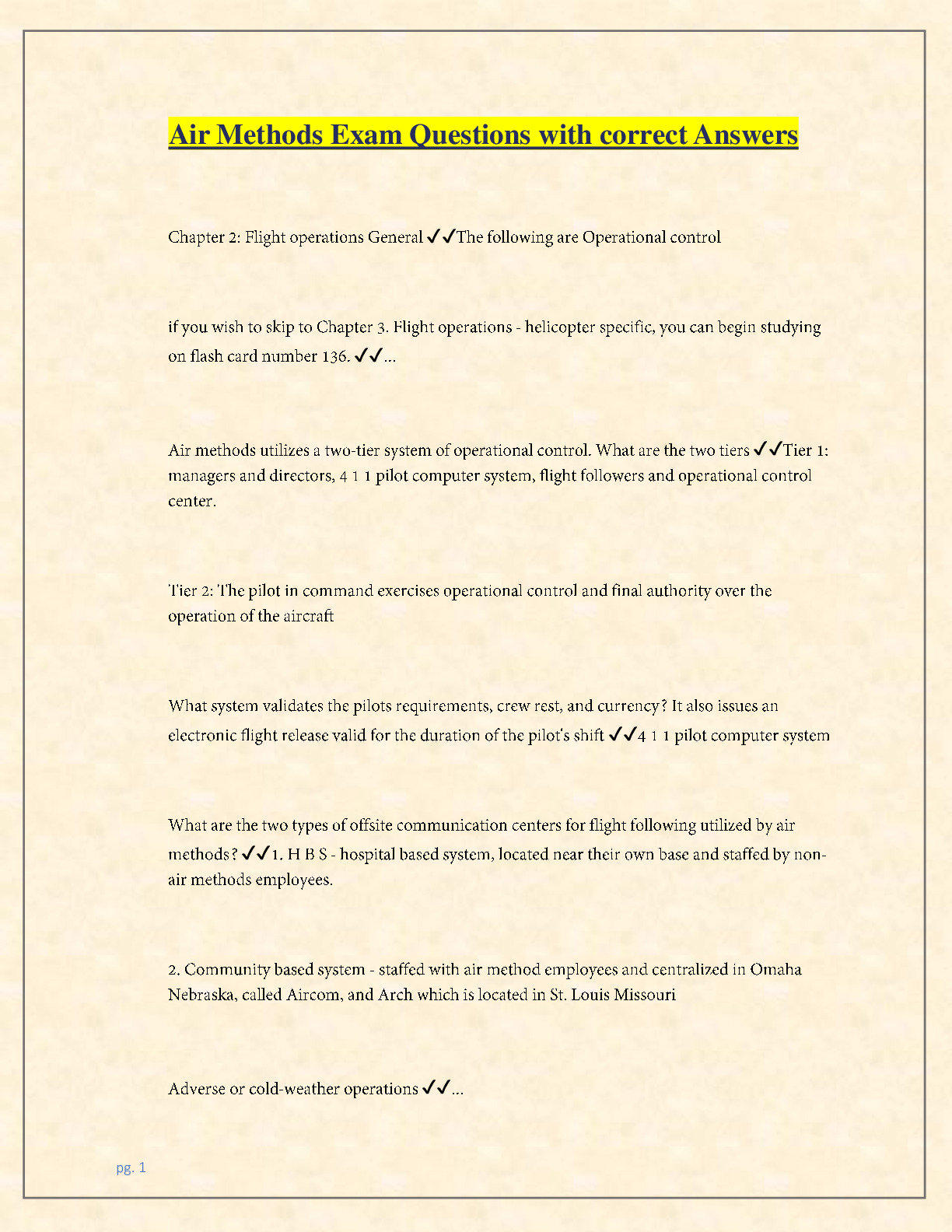 Air Methods Exam Questions with correct Answers || Complete Version ...