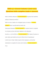 OSHA 511 General Industry Latest 2024 Questions With Complete Grade A ...