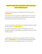 Alpha Phi Alpha Risk Management Quiz Questions with Verified Answers - DocMerit