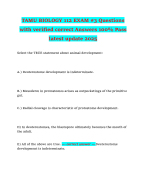 TAMU BIOLOGY 112 EXAM #3 Questions with verified correct Answers 100% ...