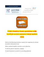 CCMA Practice Exam questions with verified correct answers latest ...