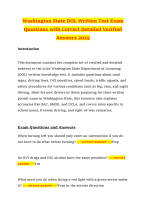 Washington State DOL Written Test Exam Questions with Correct Detailed ...