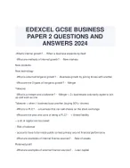 EDEXCEL GCSE BUSINESS PAPER 2 QUESTIONS AND ANSWERS 2024 - DocMerit