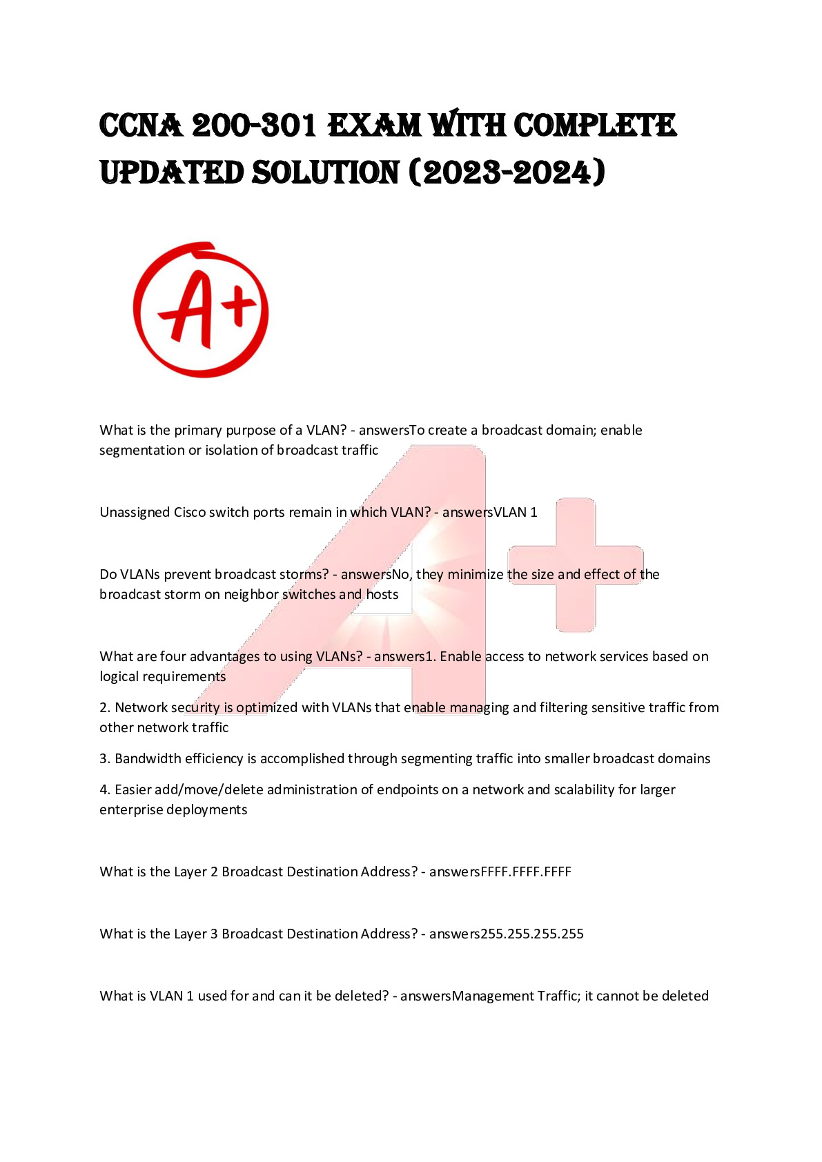 CCNA 200-301 Exam with complete updated solution (2023-2024) - DocMerit