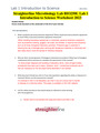 Straighterline Microbiology Lab BIO250L Lab 1 Introduction to Science Worksheet Solutions - DocMerit