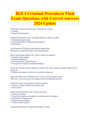 BLEA Criminal Procedures Final Exam Questions with Correct Answers 2024 Update - DocMerit