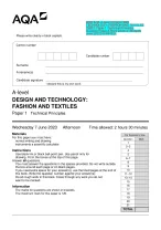 2023 AQA A-level DESIGN AND TECHNOLOGY: FASHION AND TEXTILES 7562/1 ...