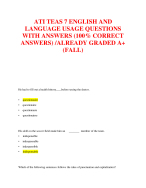 ATI TEAS 7 ENGLISH AND LANGUAGE USAGE QUESTIONS WITH ANSWERS (100% CORRECT ANSWERS) /GRADE A+ ...