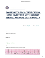 EKG MONITOR TECH CERTIFICATION EXAM QUESTIONS WITH CORRECT VERIFIED ...