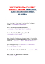 WASTEWATER PRACTICE TEST (FLORIDA) ENGLISH EXAM (2025) QUESTIONS WITH ...