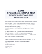 EPIC AMB400 - SAMPLE TEST REVIEW QUESTIONS AND ANSWERS 2024 - DocMerit