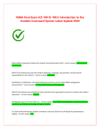 FEMA Final Exam ICS 100 IS-100.C Introduction to the Incident Command ...