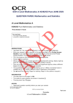 Mathematics A H240/02 Pure JUNE 2025 QUESTION PAPER: Mathematics and Statistics - DocMerit