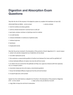 Digestion and Absorption Exam Questions With Correct Detailed Answers ...