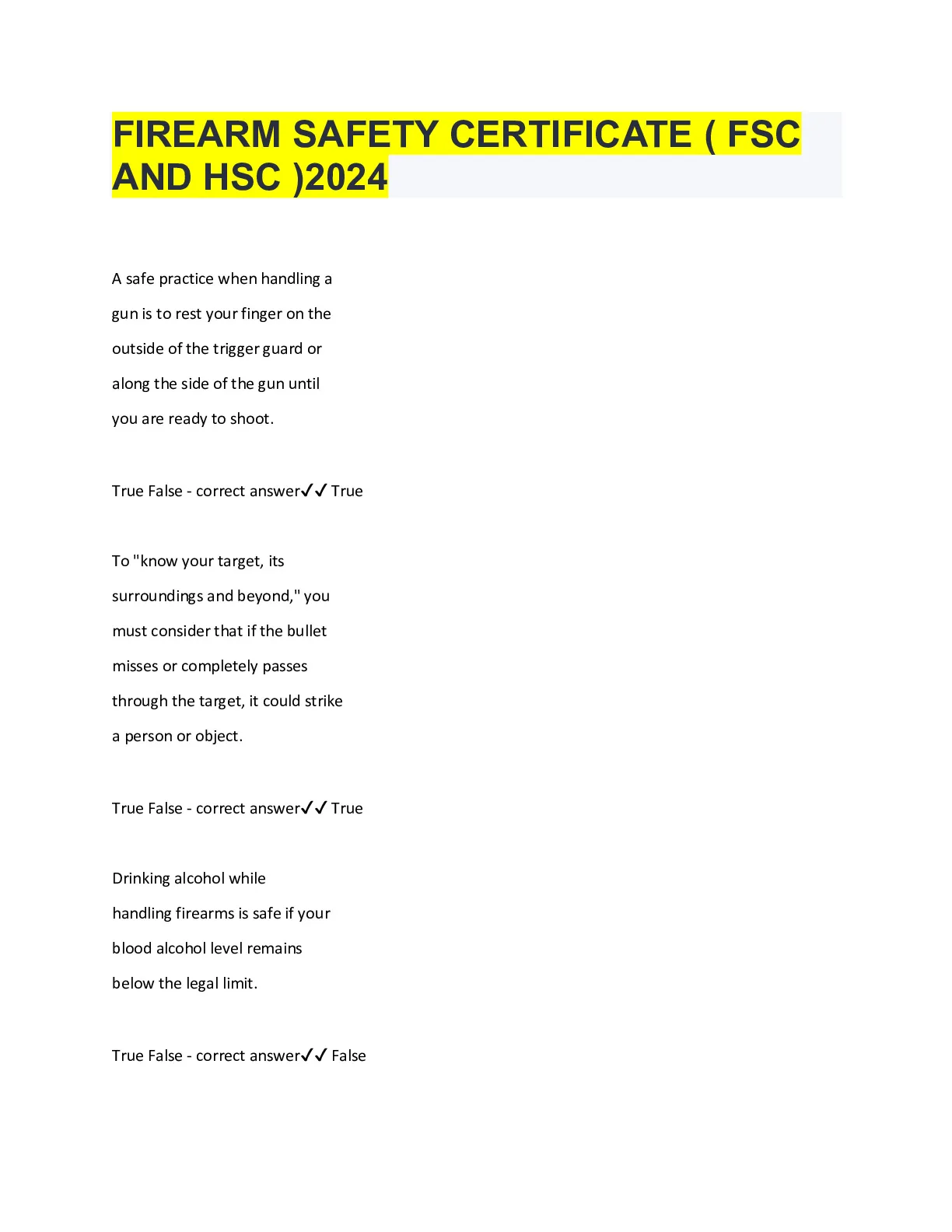 FIREARM SAFETY CERTIFICATE ( FSC AND HSC )2024 - DocMerit