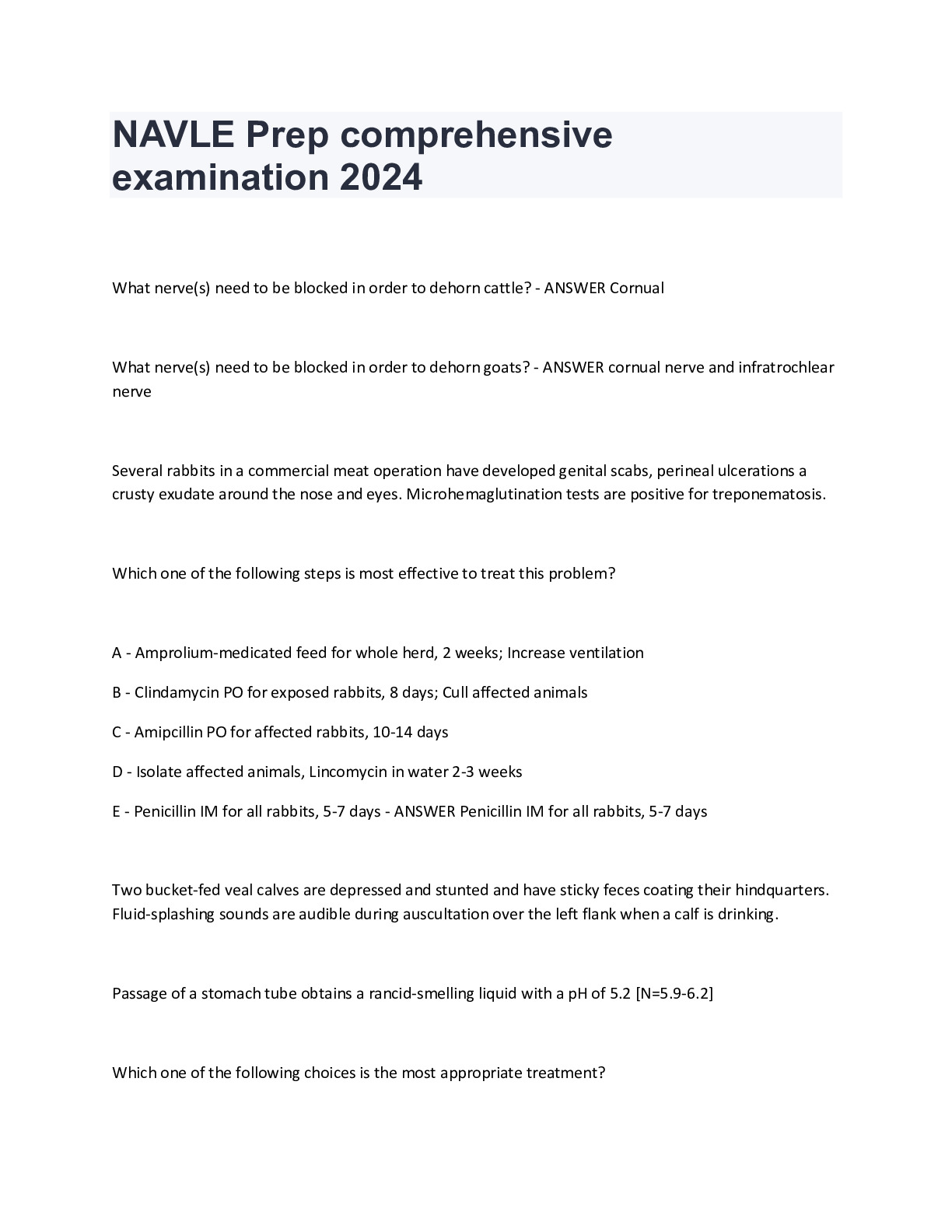 NAVLE Prep comprehensive examination 2024 - DocMerit