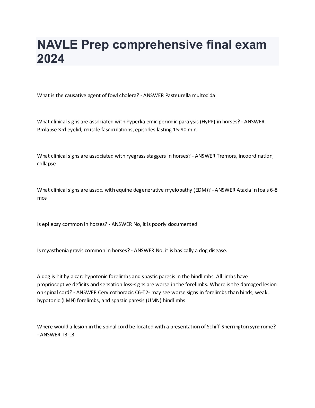 NAVLE Prep comprehensive examination 2024 - DocMerit