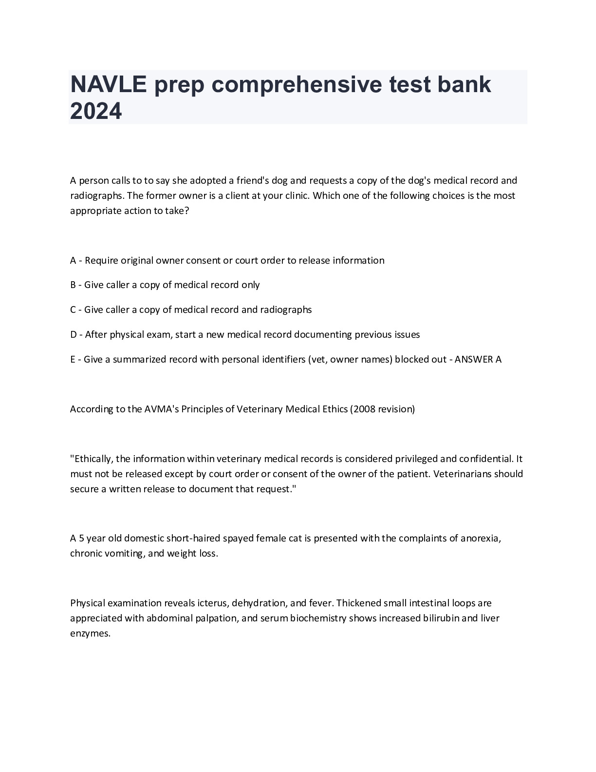 NAVLE Prep comprehensive examination 2024 - DocMerit