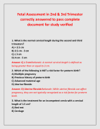 Fetal Assessment in 2nd & 3rd Trimester correctly answered to pass complete document for study ...