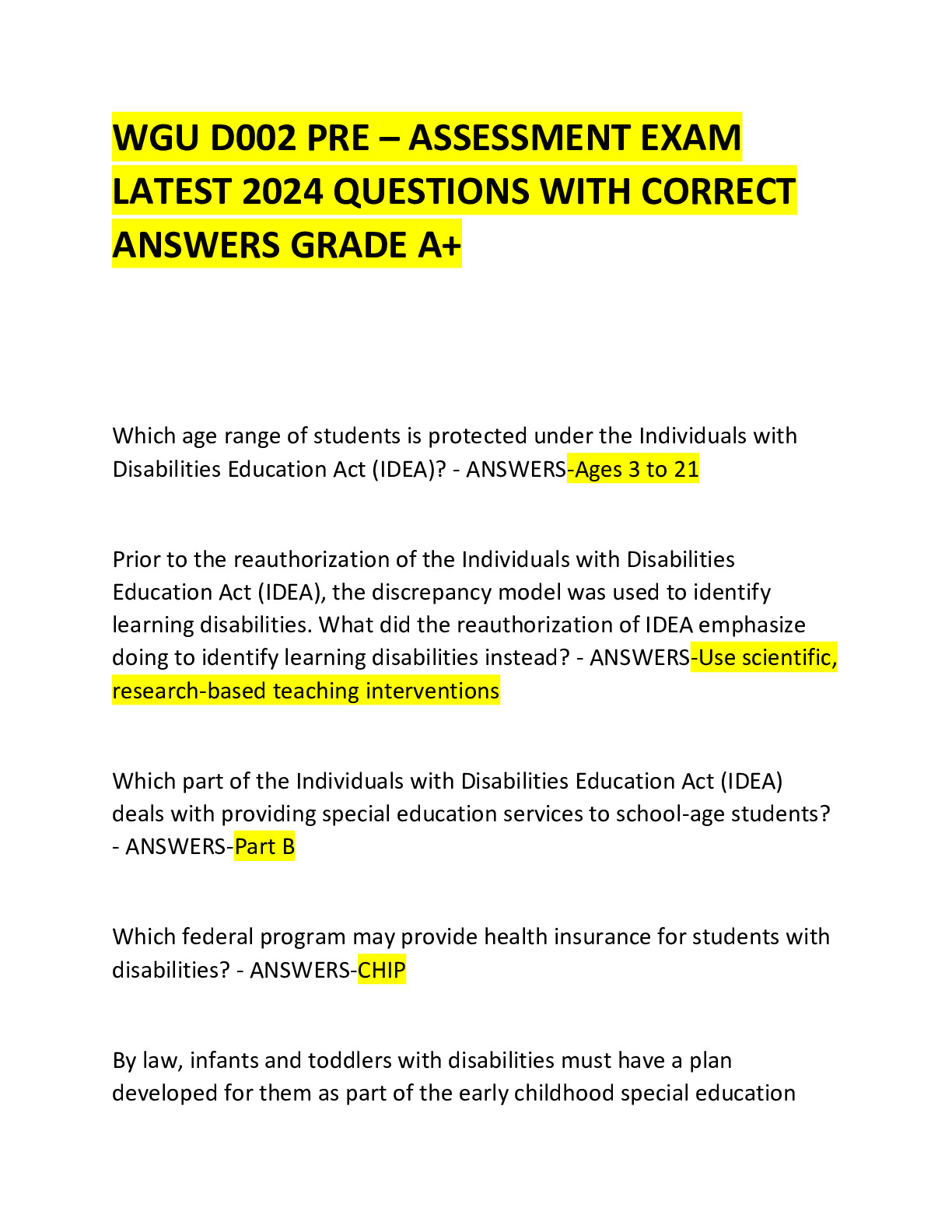 WGU D002 PRE – ASSESSMENT EXAM LATEST 2024 QUESTIONS WITH CORRECT ...