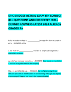 EPIC BRIDGES ACTUAL EXAM ITH CORRECT 80+ QUESTIONS AND CORRECTLY WELL ...