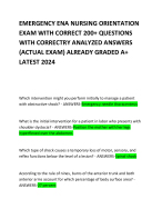 EMERGENCY ENA NURSING ORIENTATION EXAM WITH CORRECT 200+ QUESTIONS WITH ...
