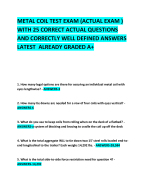 METAL COIL TEST EXAM (ACTUAL EXAM ) WITH 25 CORRECT ACTUAL QUESTIONS ...