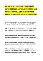 QKA 1 PRACTICE EXAM STUDY EXAM WITH CORRECT ACTUAL QUESTIONS AND ...
