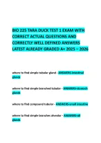 BIO 225 TARA DUCK TEST 1 EXAM WITH CORRECT ACTUAL QUESTIONS AND ...