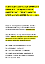 DERIVATIVE CLASSIFICATION EXAM WITH CORRECT ACTUAL QUESTIONS AND ...