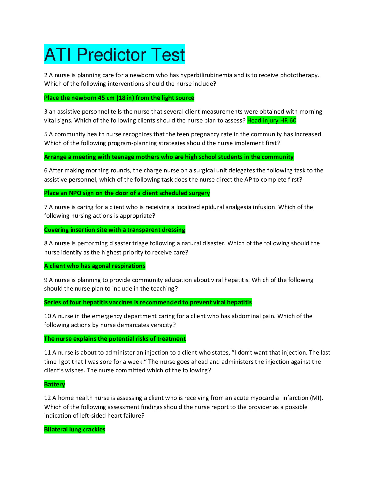 ati predictor - DocMerit