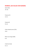 NORMAL LAB VALUES FOR NURSING - DocMerit