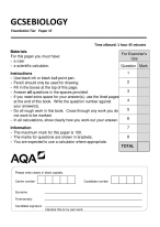 GCSE BIOLOGY exam paper 1 - DocMerit