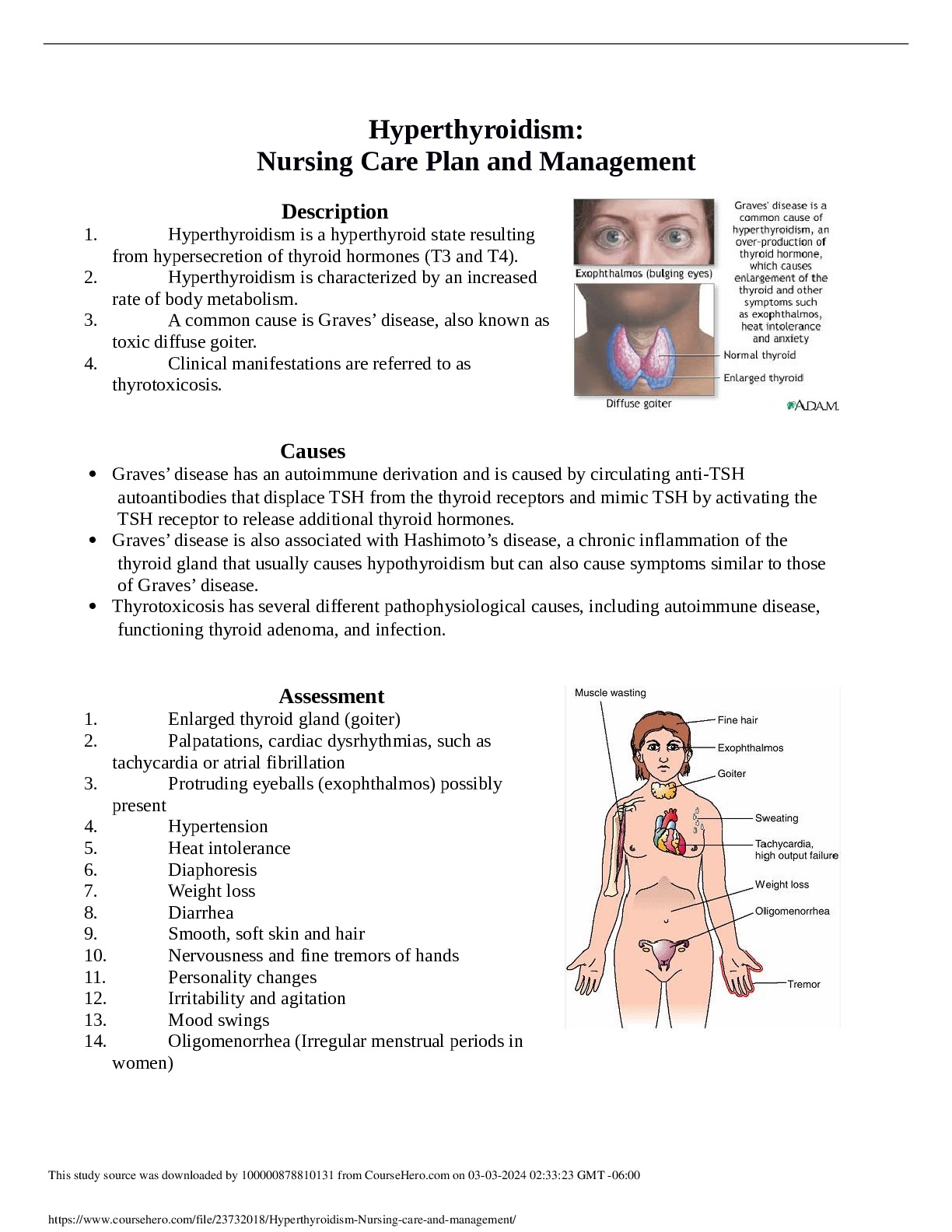 Hyperthyroidism: Nursing Care Plan and Management - DocMerit