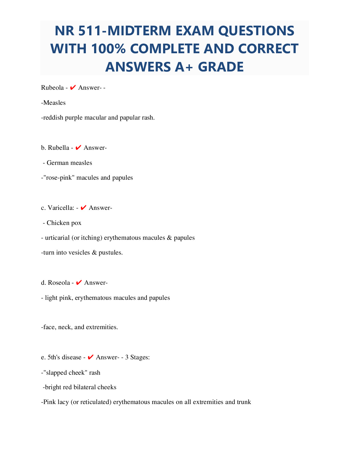A BUNDLE OF NR 511 MIDTERM EXAM,NR 511 FINAL EXAM ALL WITH CORRECT VERIFIED ANSWERS - DocMerit