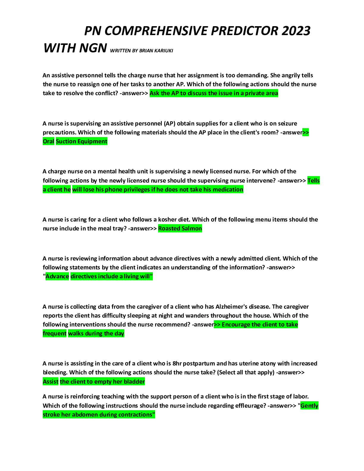 PN COMPREHENSIVE PREDICTOR 2020,2023,WITH NGN EXAMS LATEST UPDATED ...