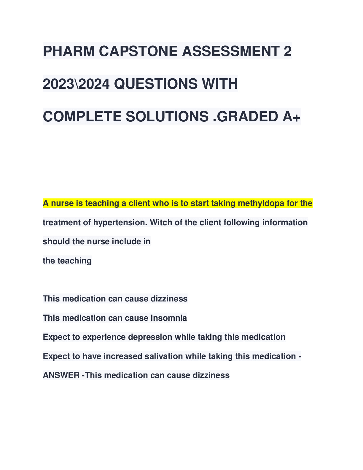 Pharm capstone assessment 2 Exam 2025–2026 ATI Capstone, HESI, or NCLEX ...