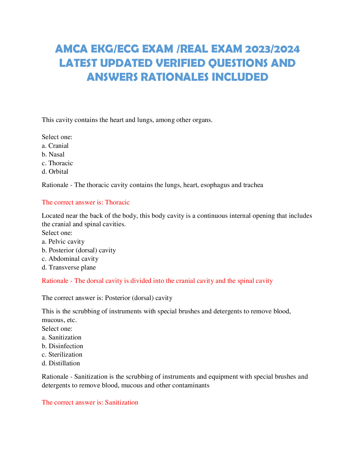 AMCA EKG/ECG EXAM /REAL EXAM 2023/2024 - DocMerit