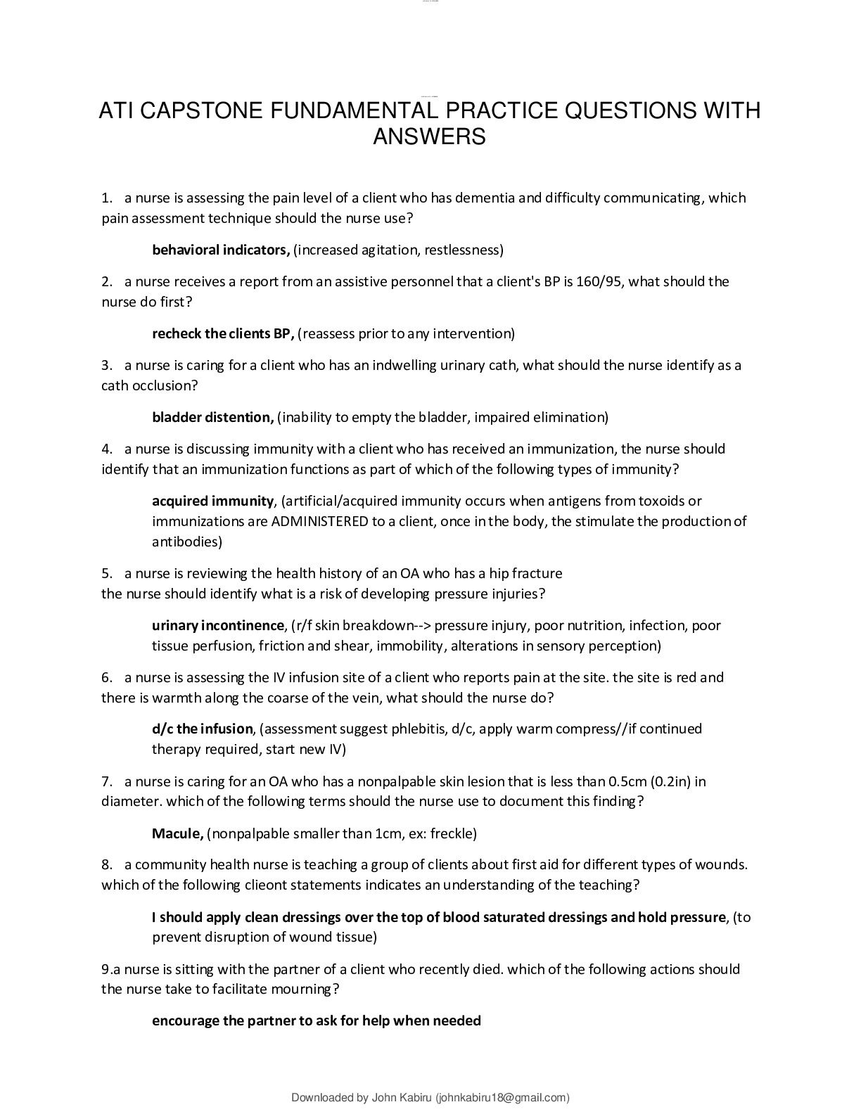 ATI CAPSTONE FUNDAMENTAL PRACTICE QUESTIONS WITH ANSWERS - DocMerit